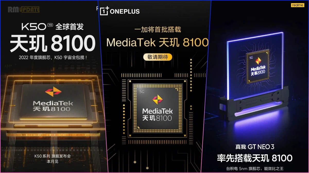 Oneplus, Redmi & Realme Devices have confirmed with MediaTek Dimensity 8100