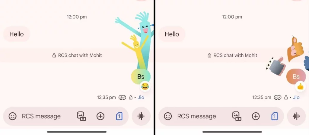 Now Google Message Allows To Use Emoji Reaction Effects